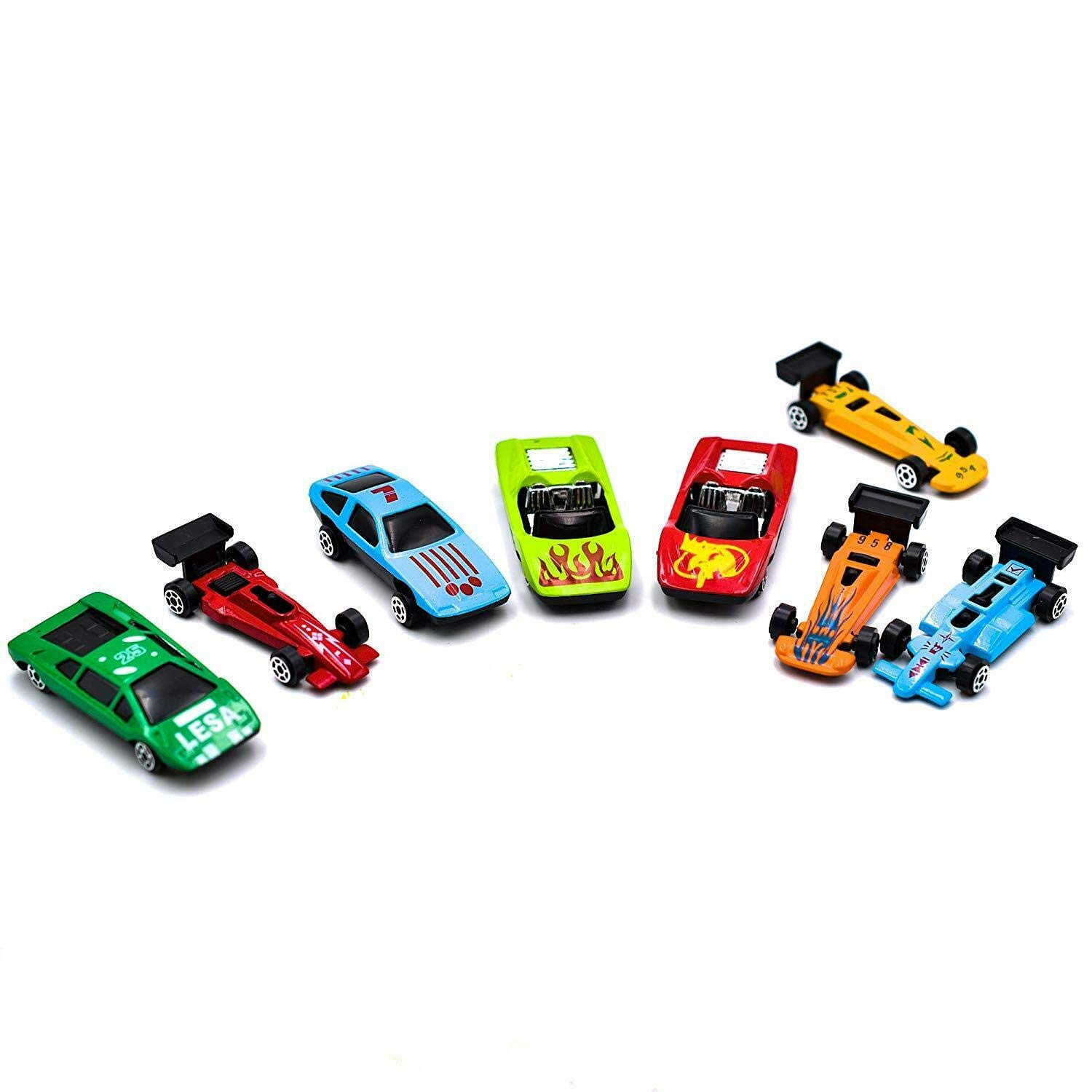 8 Pcs Die Cast Metal Free Wheel Toy Cars Set Mini Racing Convertibles ...