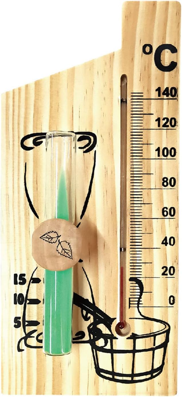 2 In 1 Sauna Thermometer Sand Timer Hourglass Wooden Thermometer ...