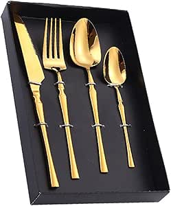 Amazon.com | 40-Piece Gold Silverware Flatware Set for 40, 18/10 ...