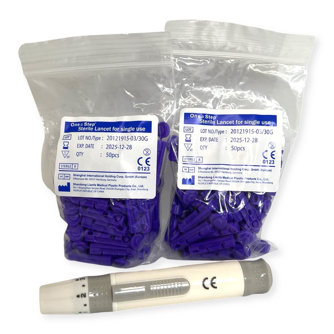 Amazon.com: One Step Lancing Device & 100 x 30 Gauge Twist Top Lancets ...