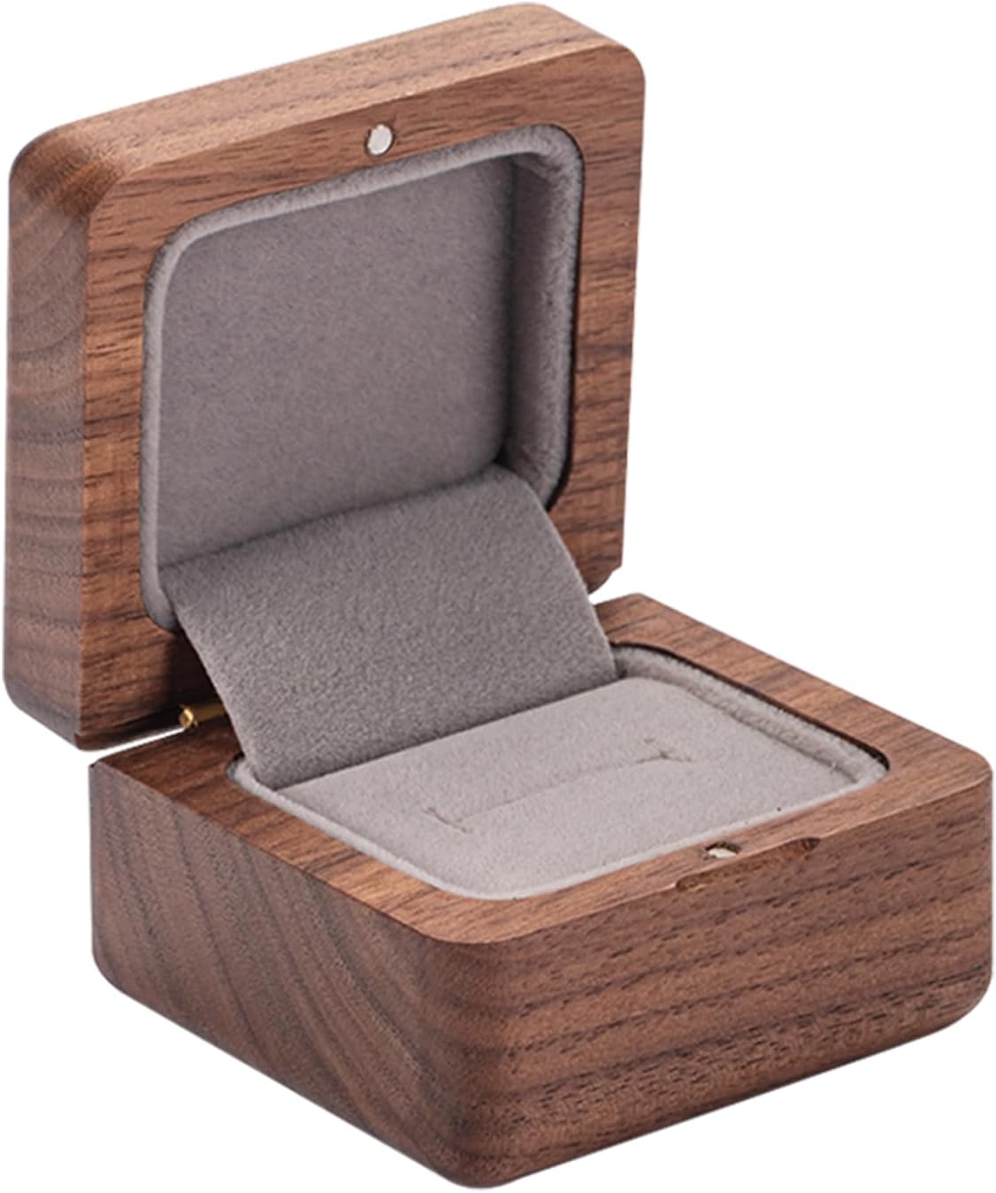 Amazon.com: Muso Wood Handmade Walnut Ring Box - Small Square Case for ...