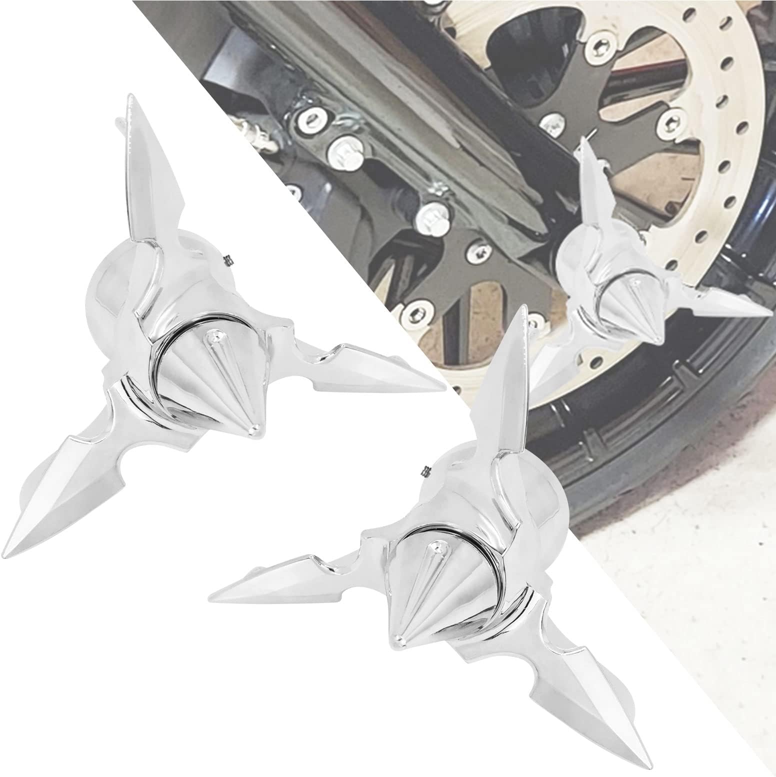 Amazon.com: HCmotorku Motorcycle Front Axle Nut Covers Cap Spun Blade ...