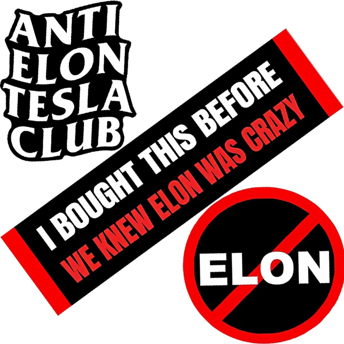 Amazon.com - 3Pack Anti Elon Musk Bumper Stickers, Te-SLA Bumper ...