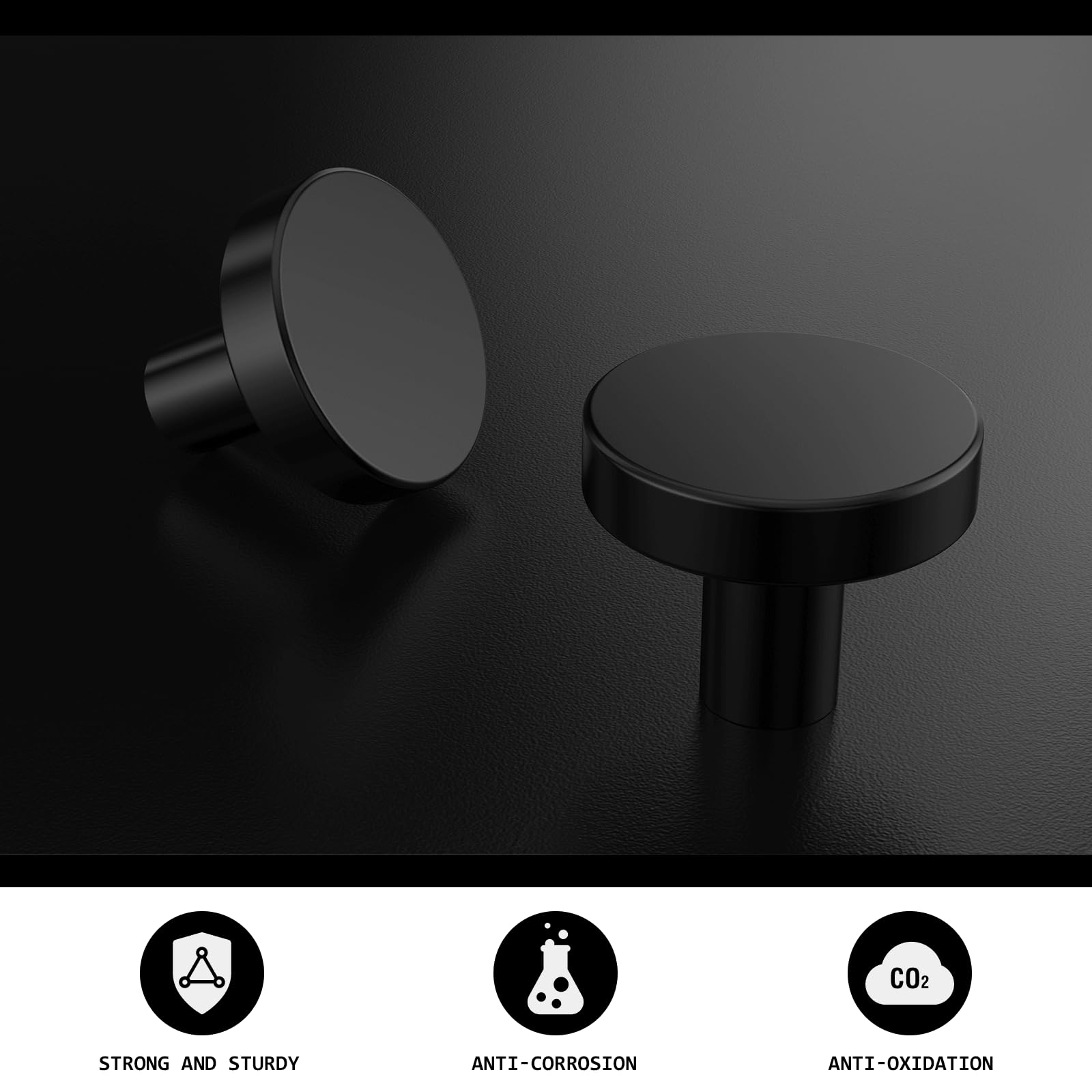 Snapklik.com : Homdiy 30 Pack Black Cabinet Knobs, Round Kitchen Drawer ...