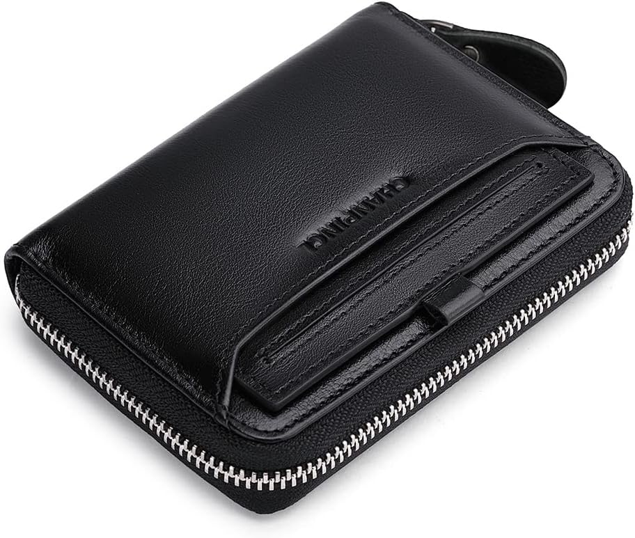 Amazon.com: CHANPINCL Mens Genuine Leather Zipper Wallet RFID Secure ...