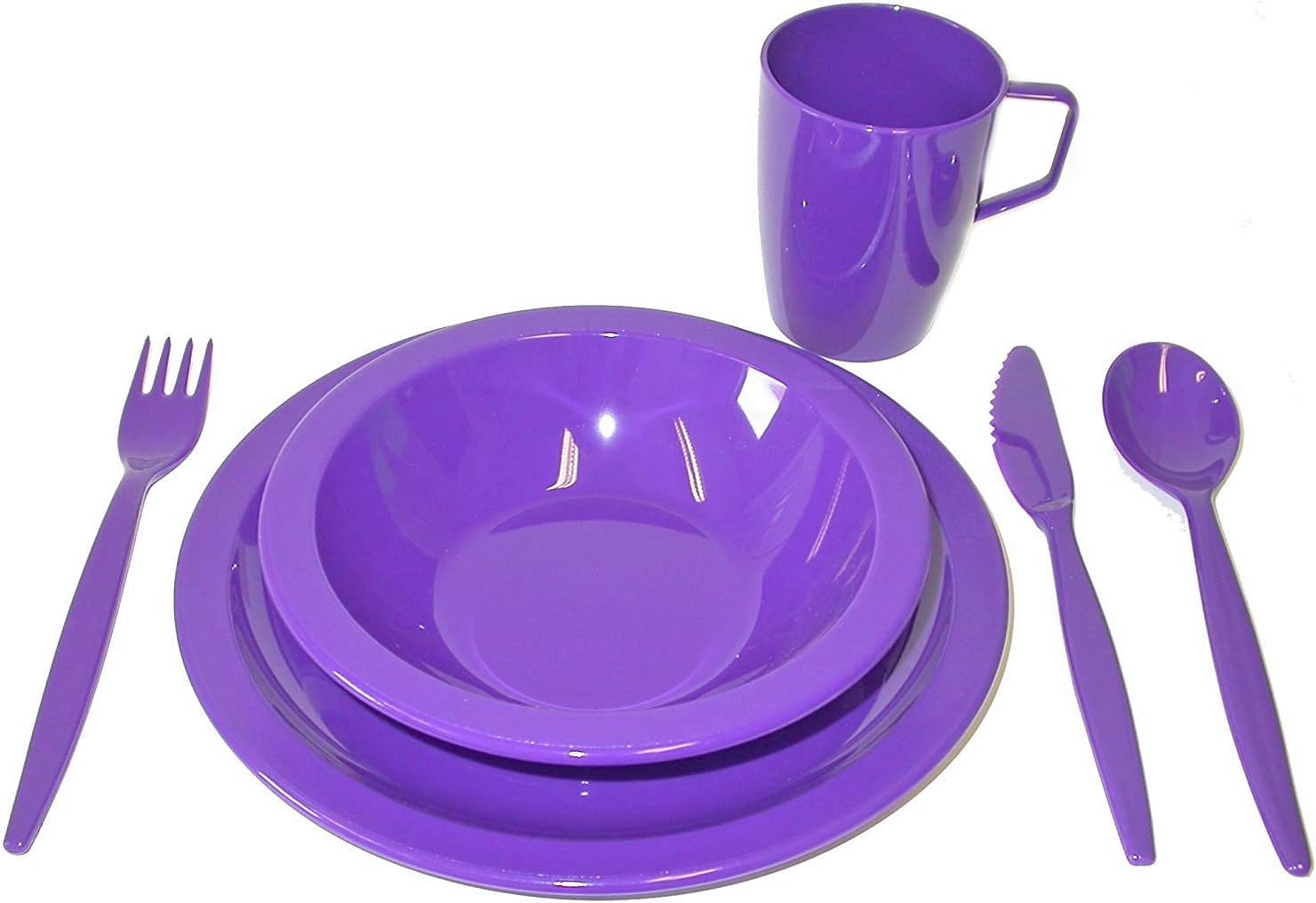 Harfield Pastel Blue Camping Dining Tableware Set - Plate, Bowl, Beaker ...