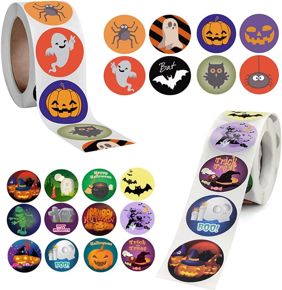 Kleemeiero 1000 Stück Halloweens Aufkleber Halloween Sticker Halloween ...