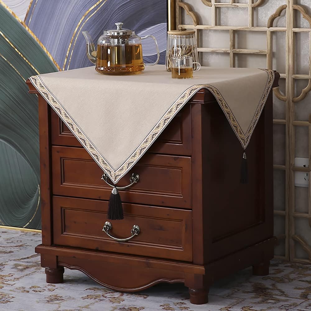 Amazon.com: Topwon Linen Style Bedside Tablecloth Vintage Nightstand ...