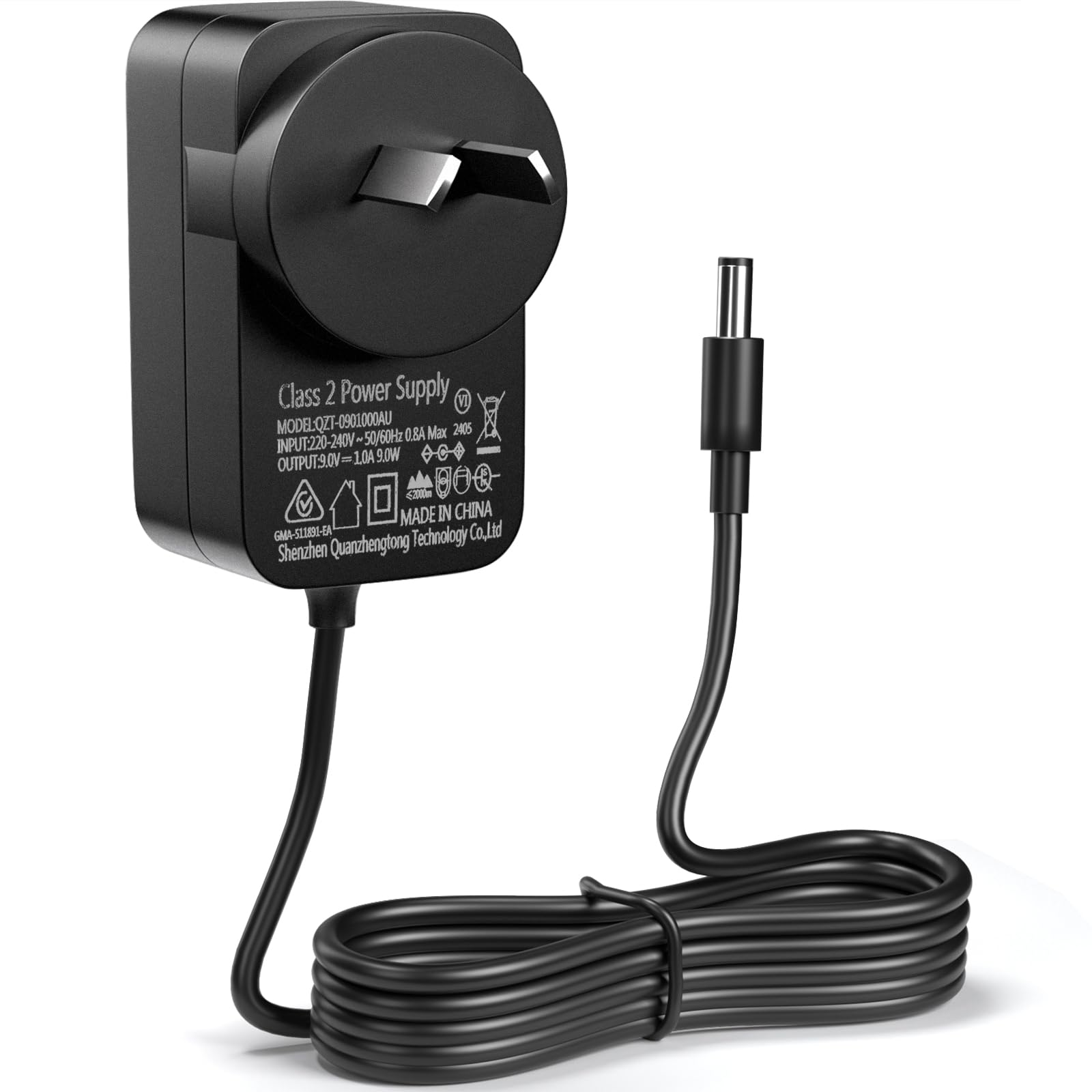 Facmogu 9W 9V/1A Power Supply Adapter - Center Positive, AC 100-240V to ...