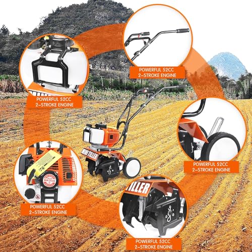 Snapklik.com : NEOTEC Mini Tiller Cultivator, 52cc 2 Stroke Gas Powered ...