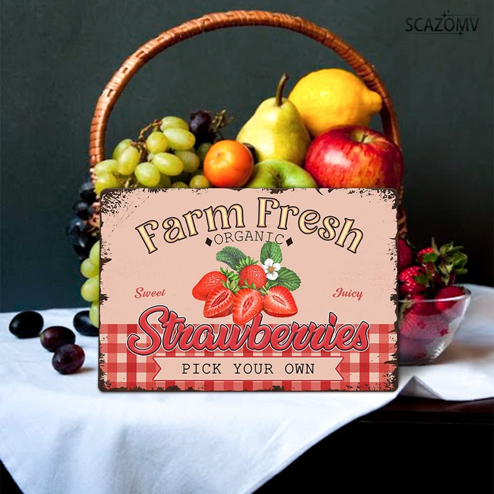 Strawberry Art SUPERDANT Strawberry Metal Tin Sign - 8x12 Inch Retro ...