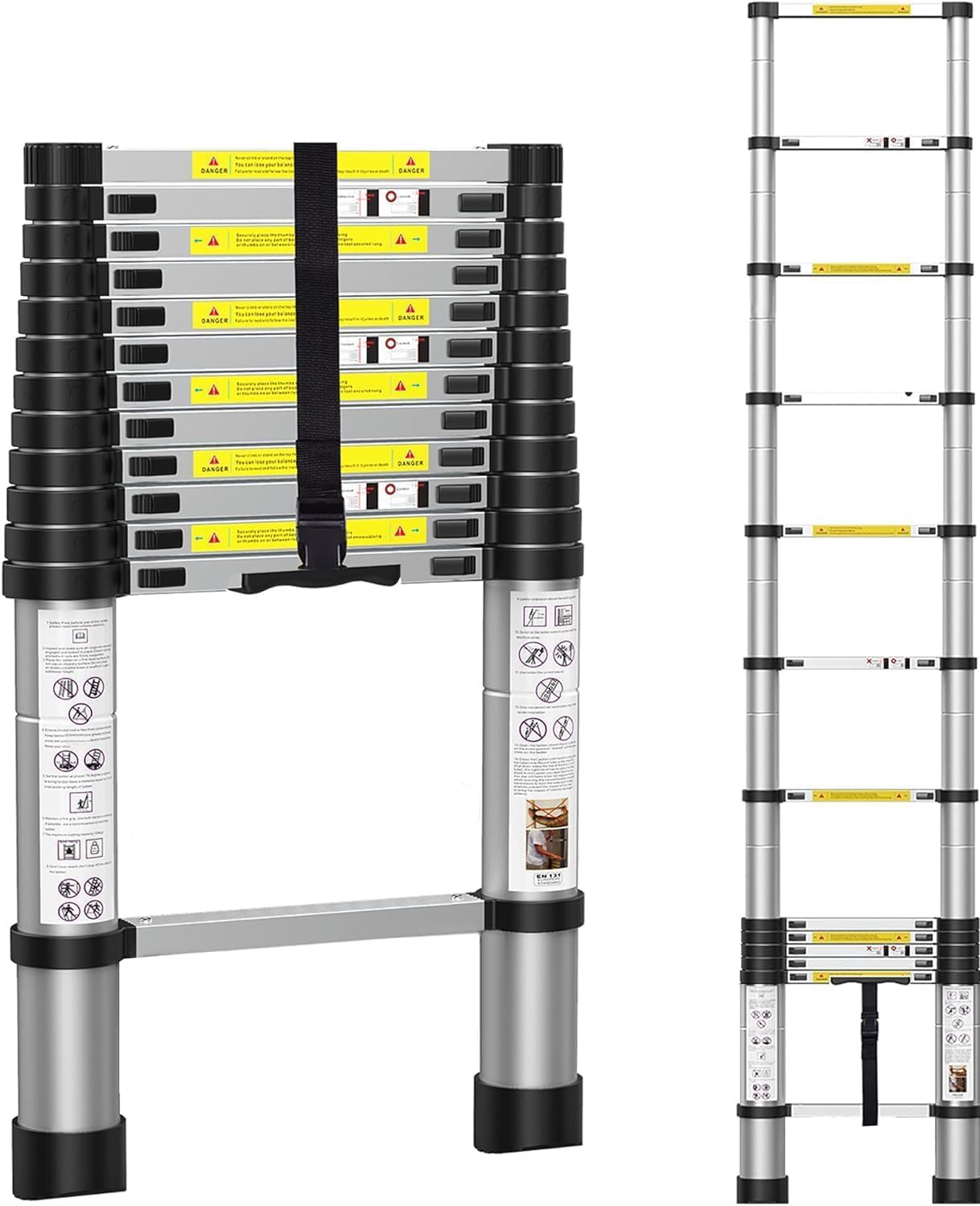 Woodinventer 12.5FT Telescoping Ladder, Aluminum Collapsible Ladder w ...