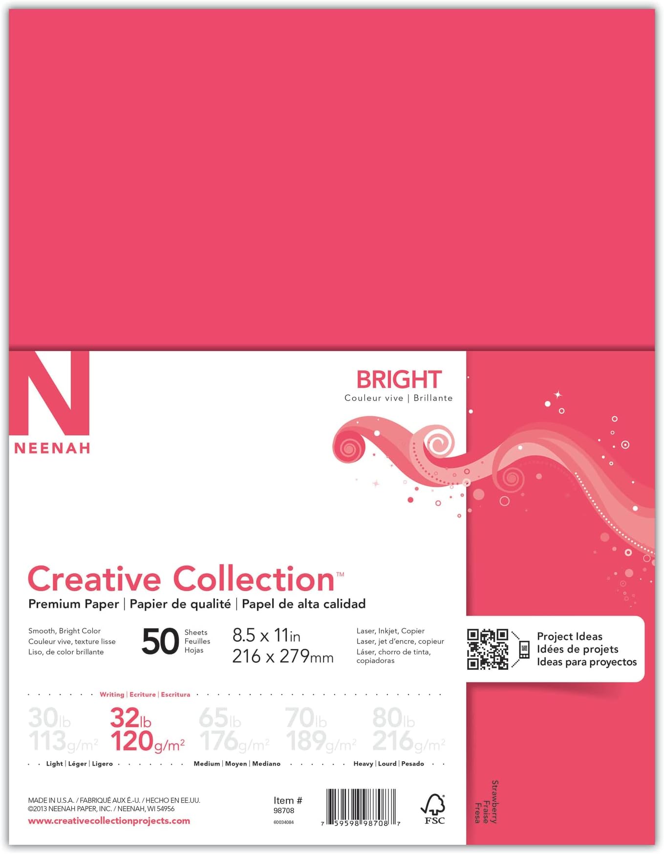 Amazon.com : Neenah® Brights® Bright Color Copy Paper, Bright Red ...