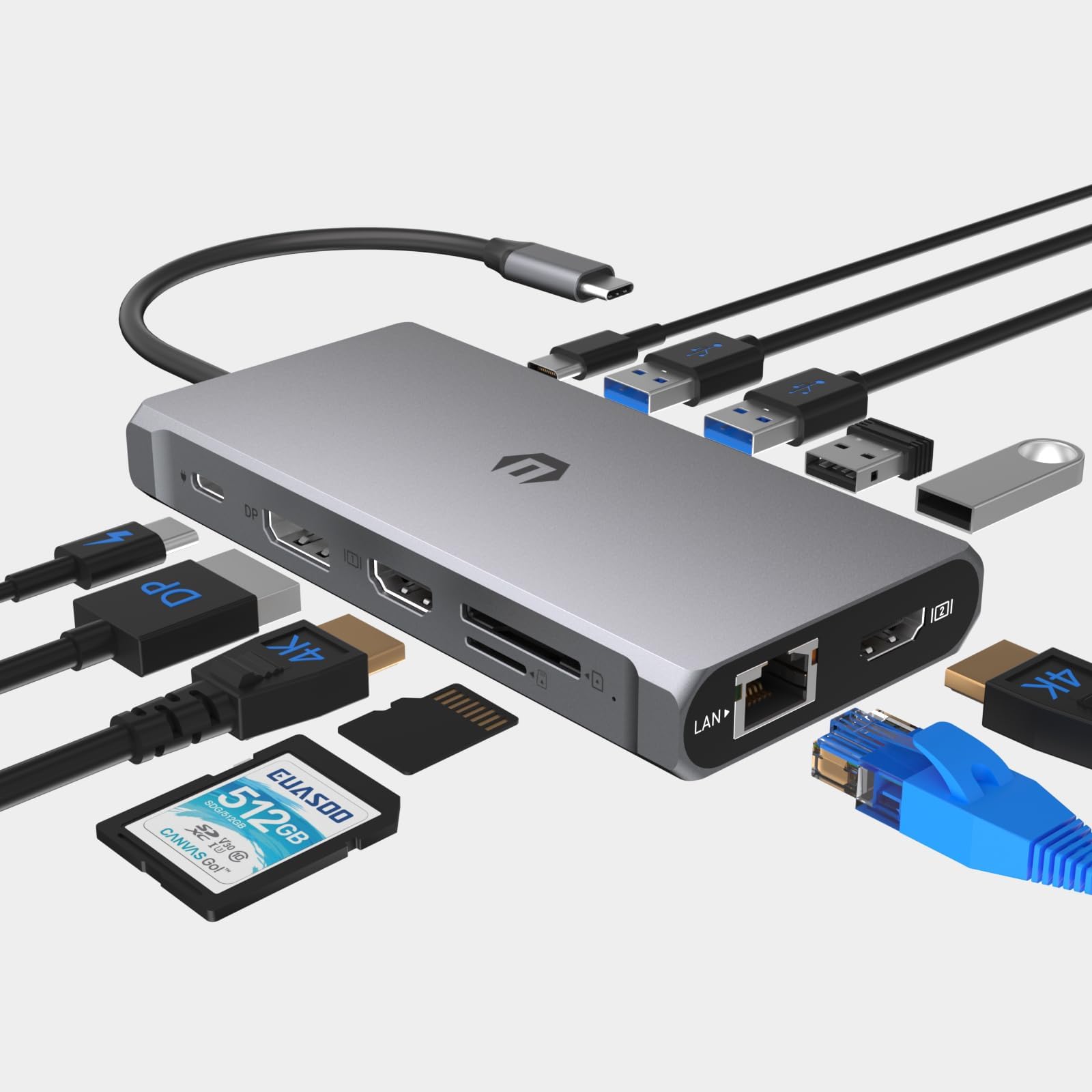 Amazon.com: 12-in-1 USB C Hub for Windows - Triple Display Docking ...