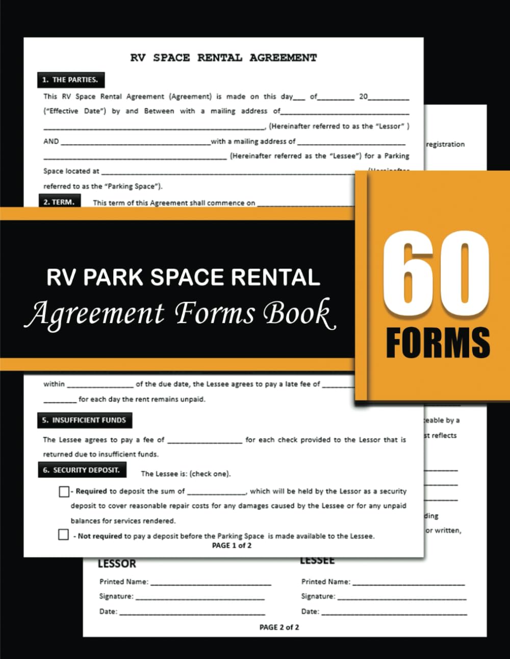 RV Park Space Rental Agreement Forms Book: Recreational Vehicle Parking ...