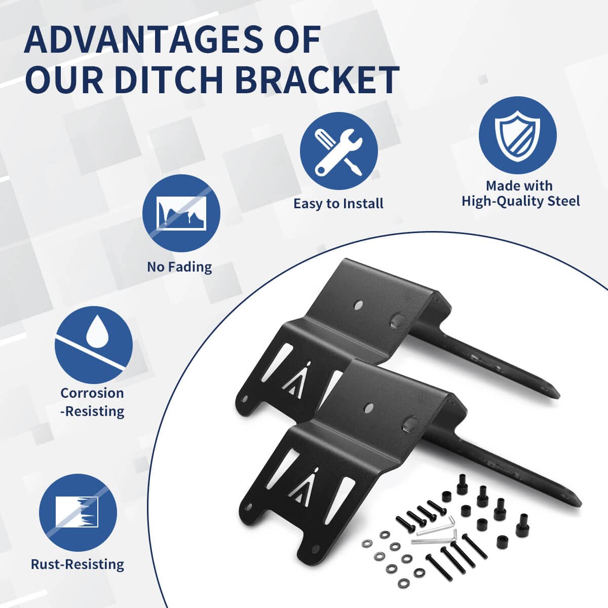 Snapklik.com : LASFIT Ditch Lights Brackets Hood Hinge Mount For 2018 ...