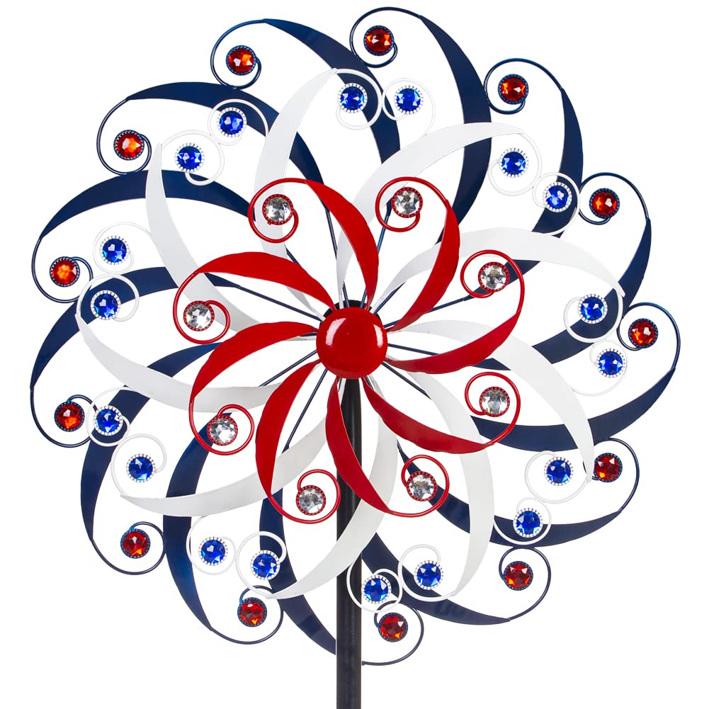 DREAMYSOUL Large Wind Spinners 20" Dia, Metal Patriotic Wind Sculpture ...