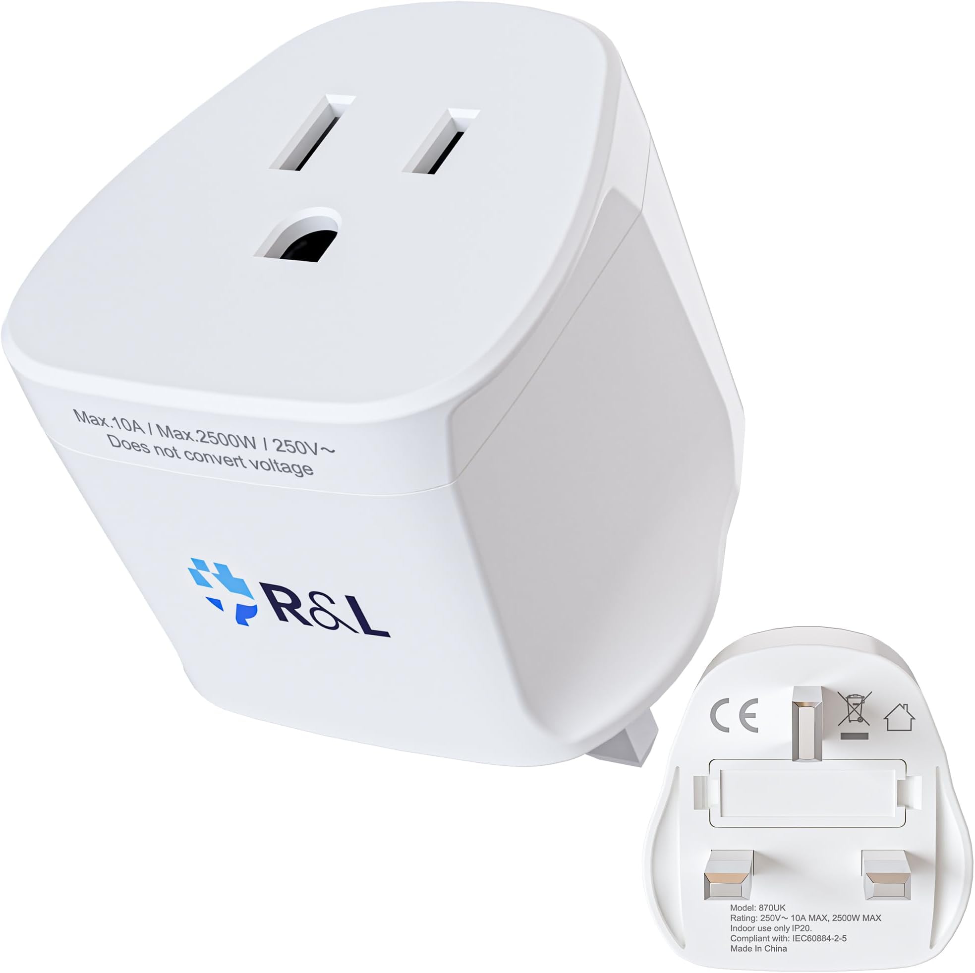 USA to UK Plug Adapter by Laffair (2 Pack) - Essential US/Canada to UK ...