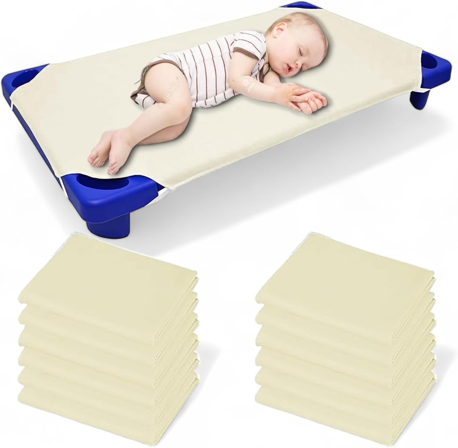 Amazon.com: Pack of 12 Cot Sheet for Daycare Preschool Cot Bed ...