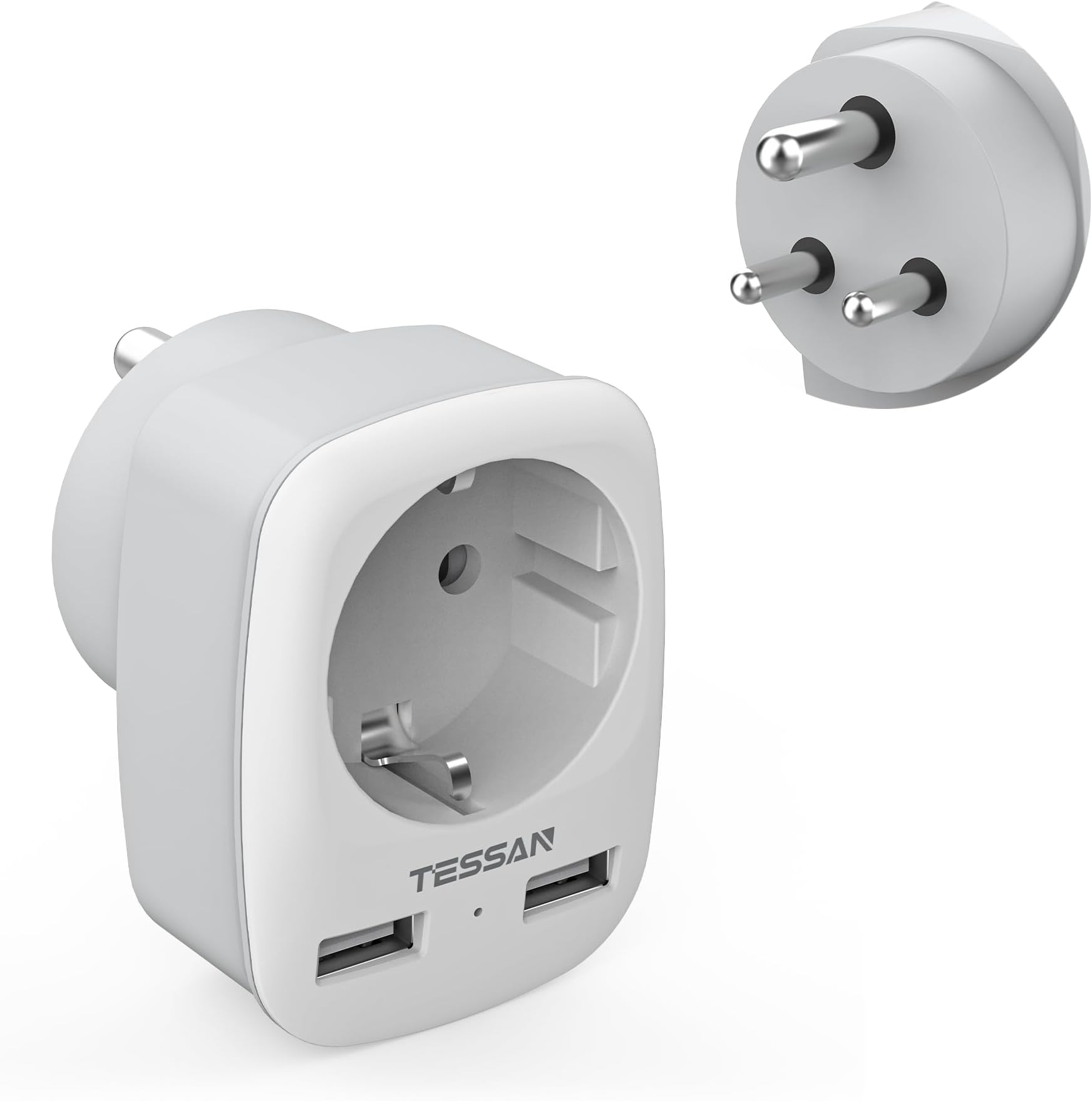 TESSAN 3 in 1 Reiseadapter Indien mit 2 USB, Reiseadapter Typ D ...