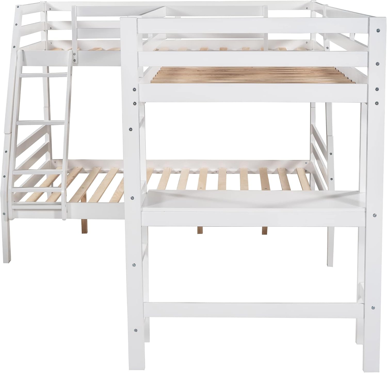 HYC Litera en forma de L para 3 personas con escritorio cama triple de ...