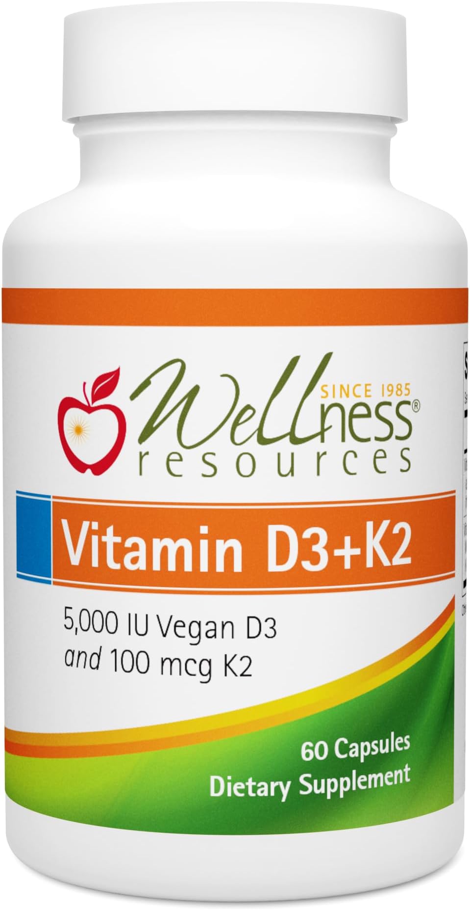 Amazon.com: Wellness Resources Vegan Vitamin D3 5000 IU and Vitamin K2 ...