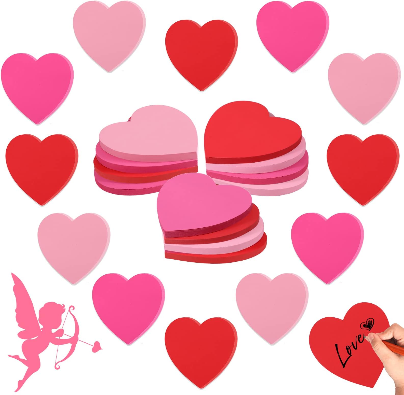 Amazon.com : Roowest 600 Sheets Valentine's Day Heart Shaped Sticky ...