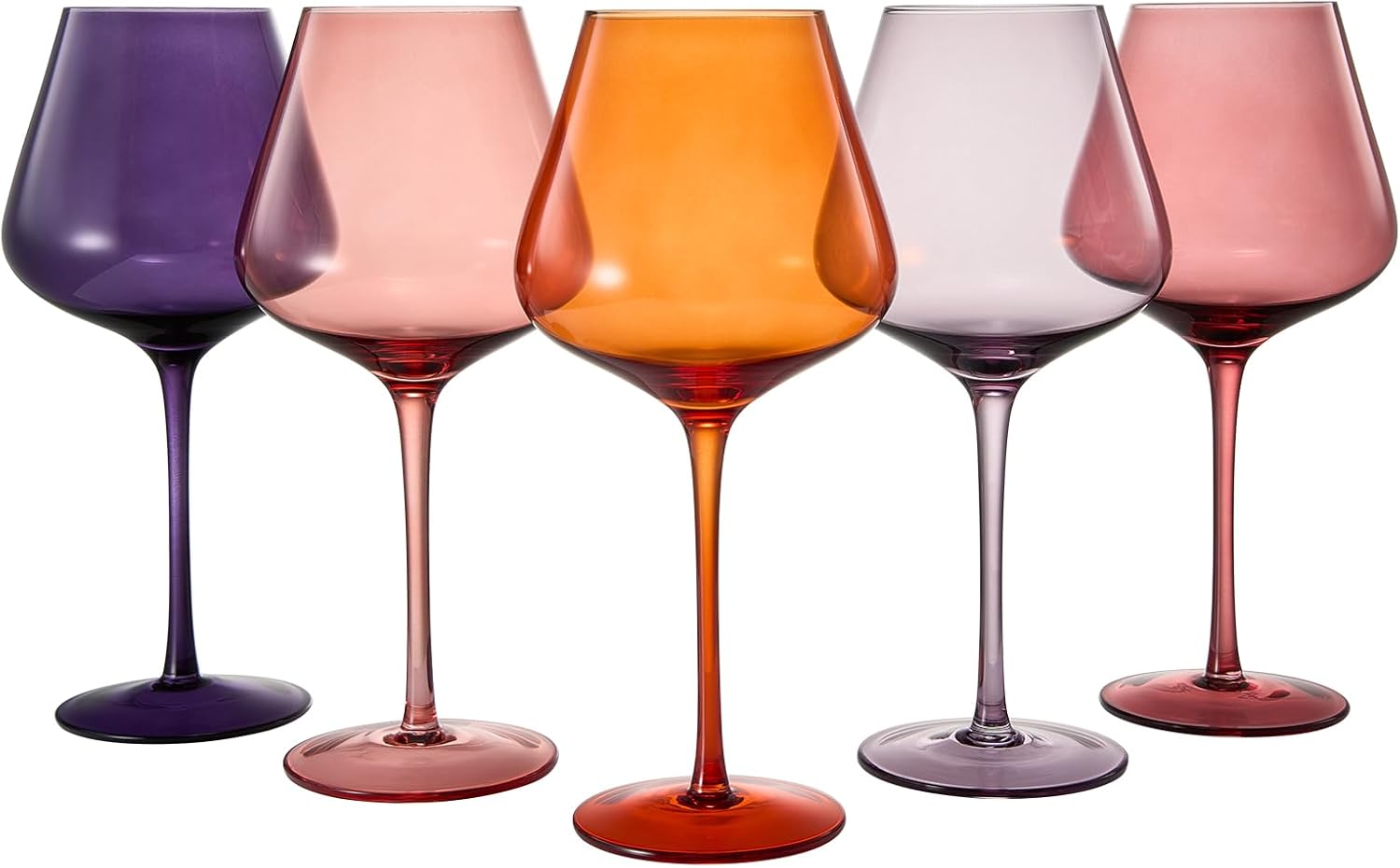 Amazon.com | Khen Sunset Colored Crystal Wine Glass Set of 5, Large 20 ...