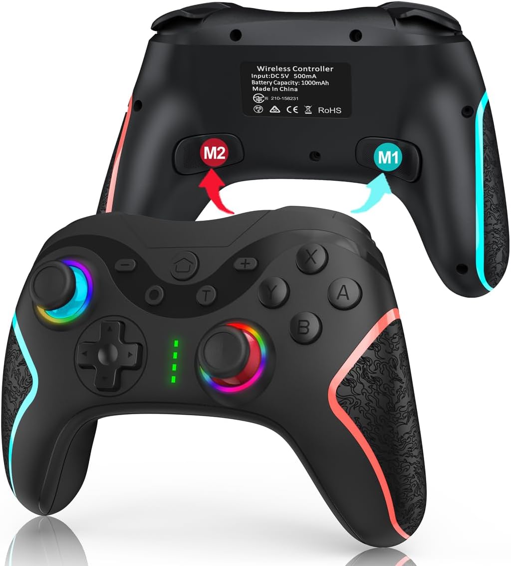 Amazon.co.jp: Switch コントローラー 背面ボタン付き【2023新登場】 マクロ プロコン 1000mAh大容量 ワイヤレス Bluetooth 無線 自動連射機能 6軸 ...