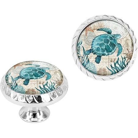 ZILucky Sea Horse Starfish Seashell and Crab Drawer Pulls Handles for Dresser Cupboard Wardrobe ...