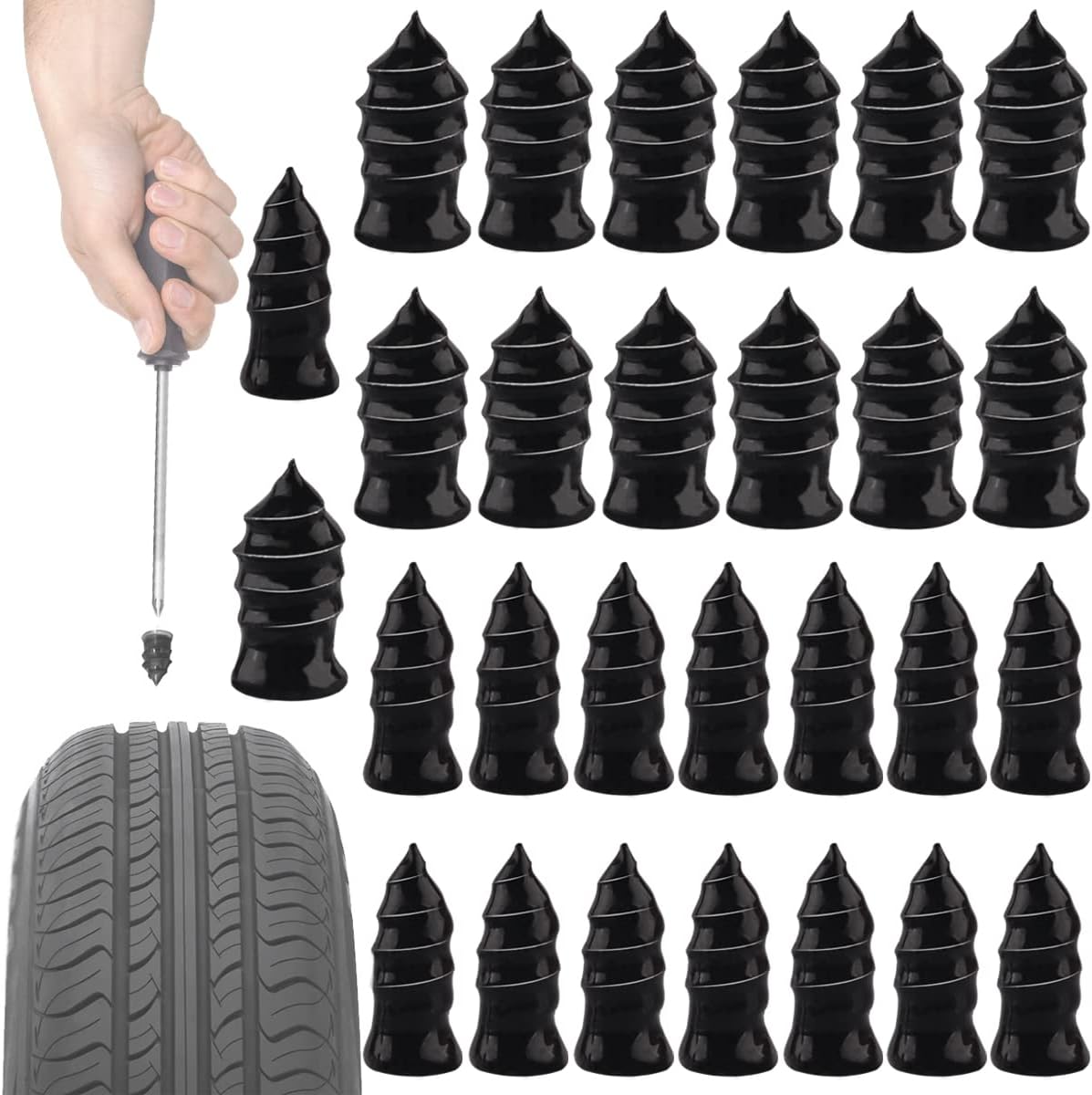 Amazon.com: Tire Plug Kit 60 PCS, Tire Repair Rubber Screws, Vacuum ...
