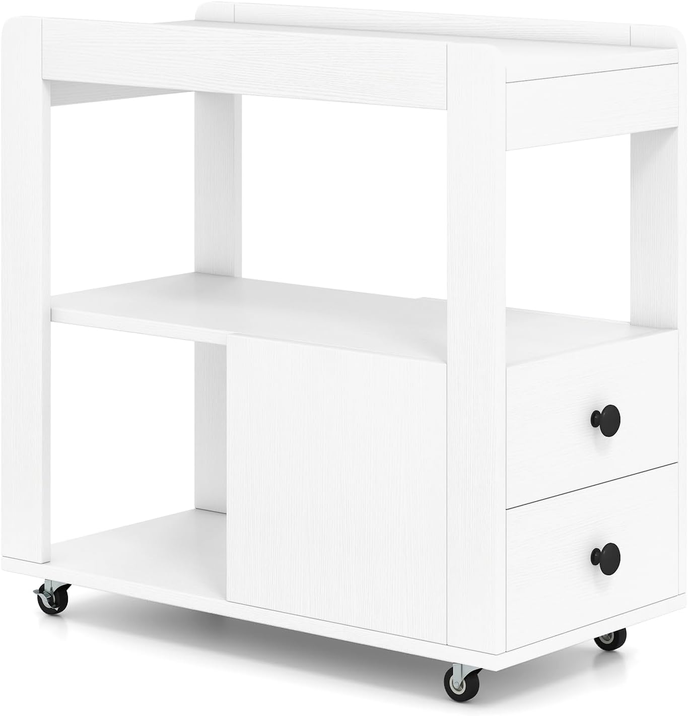 Giantex Narrow End Table, Modern 2-Drawer Sofa Side Table with Open ...