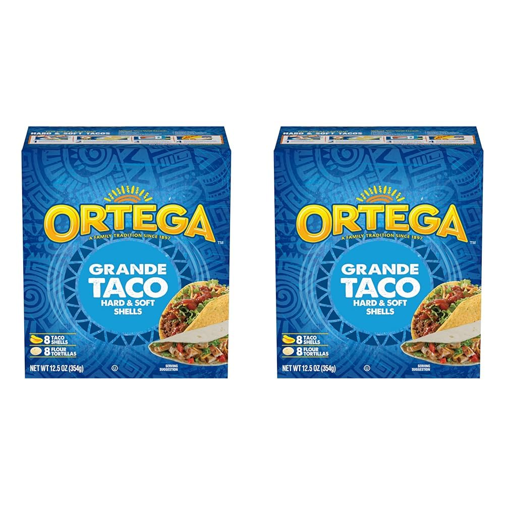 Amazon.com : Ortega Taco Shells, Grande Hard & Soft, 8 Count (Pack of 2 ...