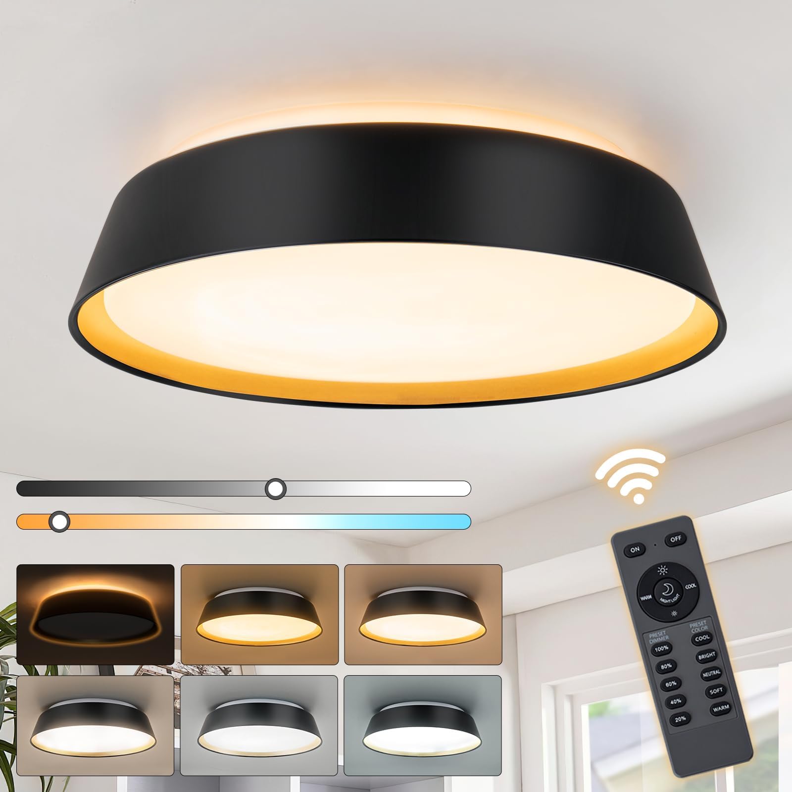 EGLO Maserlo 16 in. Flush Mount Ceiling LED Dimmable Light Fixture for ...