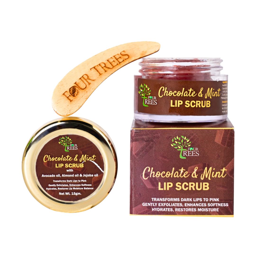 Four Trees Chocolate & Mint Lip Scrub | Turns Dark Lips to Pink ...