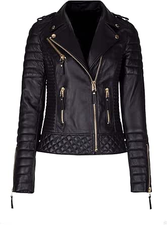 KYZER KRAFT Womens Leather Jacket Bomber Motorcycle Biker Real Lambskin ...