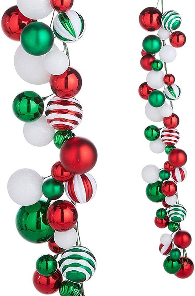 Amazon.com: RAZ Imports Red Green and Gold Ball Christmas Garland 4 ...