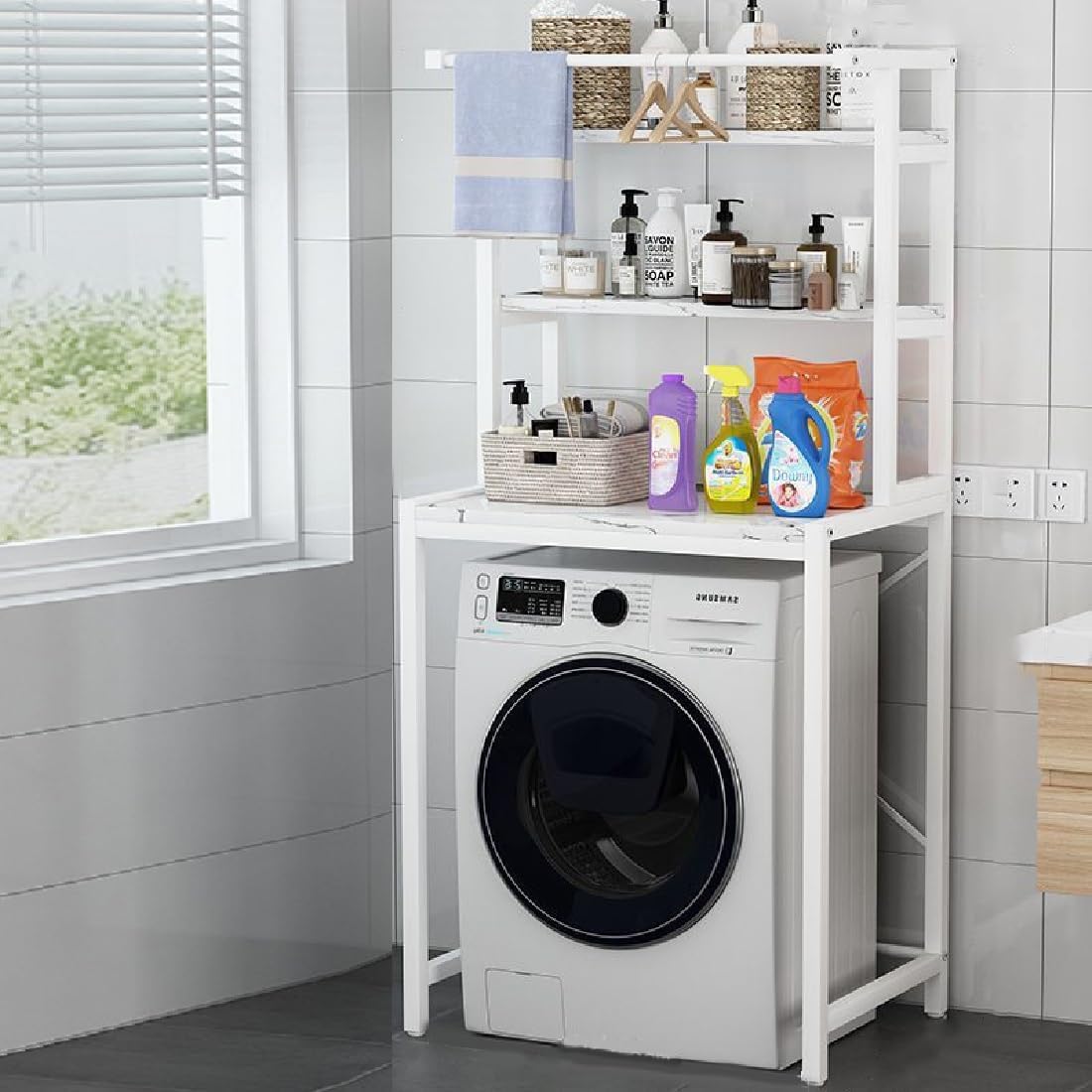 Amazon.com: TrueyEssence Over Washing Machine Storage Rack, 3 Tiers ...