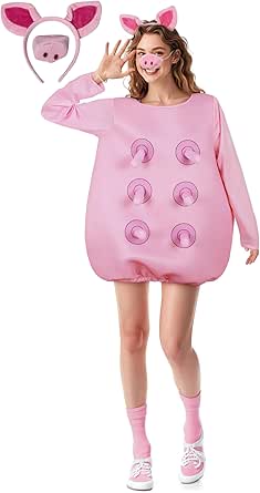 Amazon.com: UQJE Adult Pig Costume for Women with Pink Pig Ears and ...