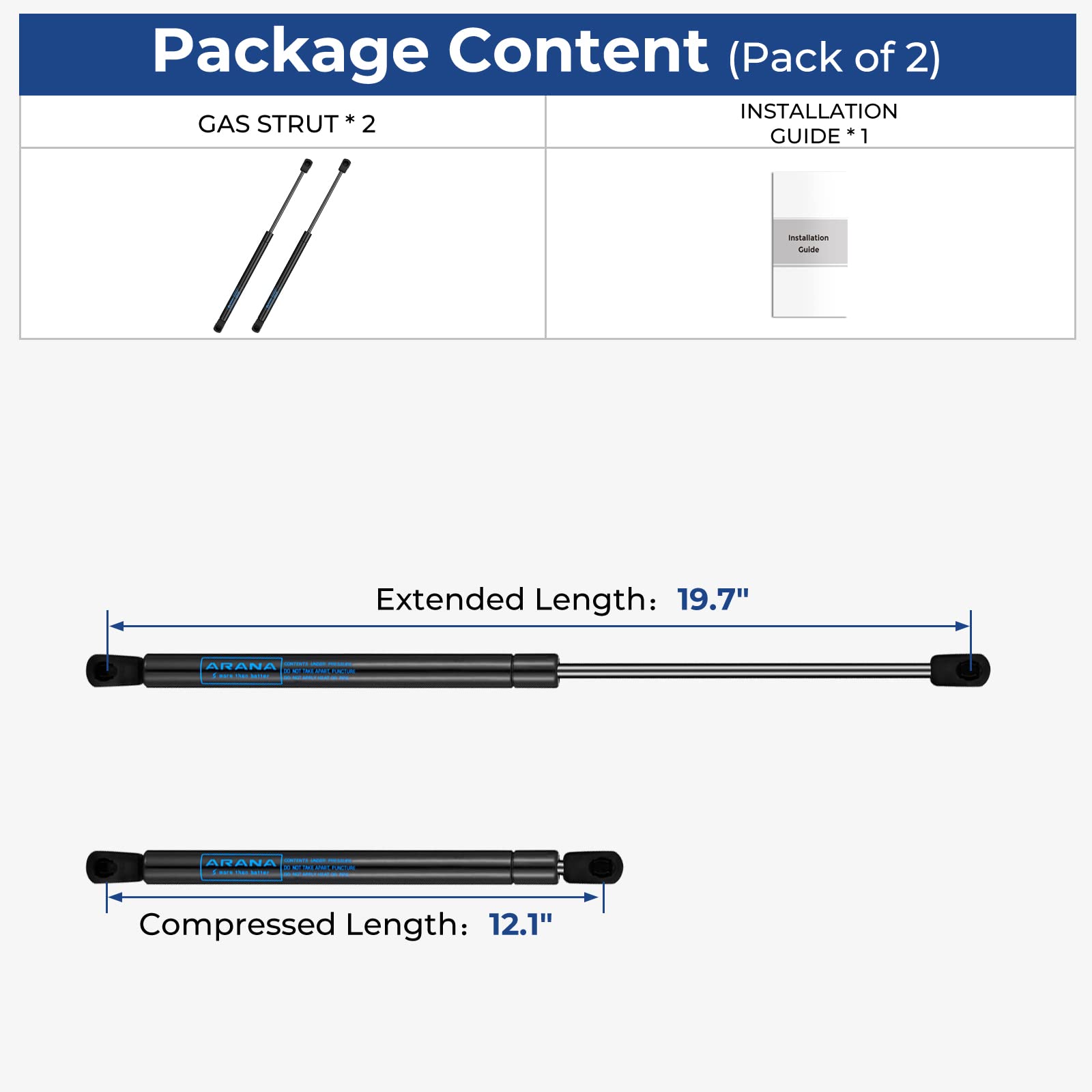 Snapklik.com : ARANA SX200P1-11DC 20 Inch 15Lb Gas Struts Spring Shock ...