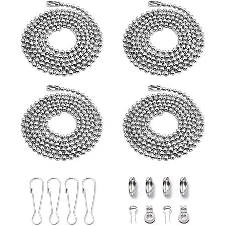 #8 & #10 Beaded Ball Chain Pull Loop Connector (12 Pack) Stainless ...