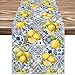 Amazon.com: JarThenaAMCS Lemon Tiles Table Runner Blue Yellow Kitchen ...