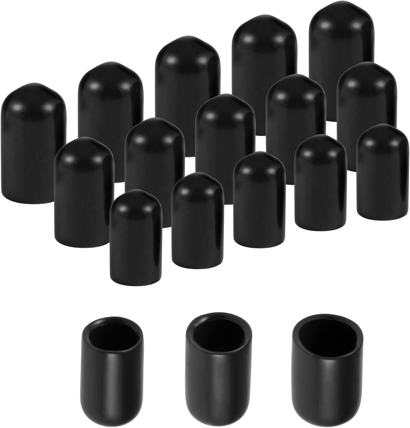 uxcell 40pcs Round Rubber End Caps 1/8" 1/4" 3/8" 1/2" Black Vinyl ...