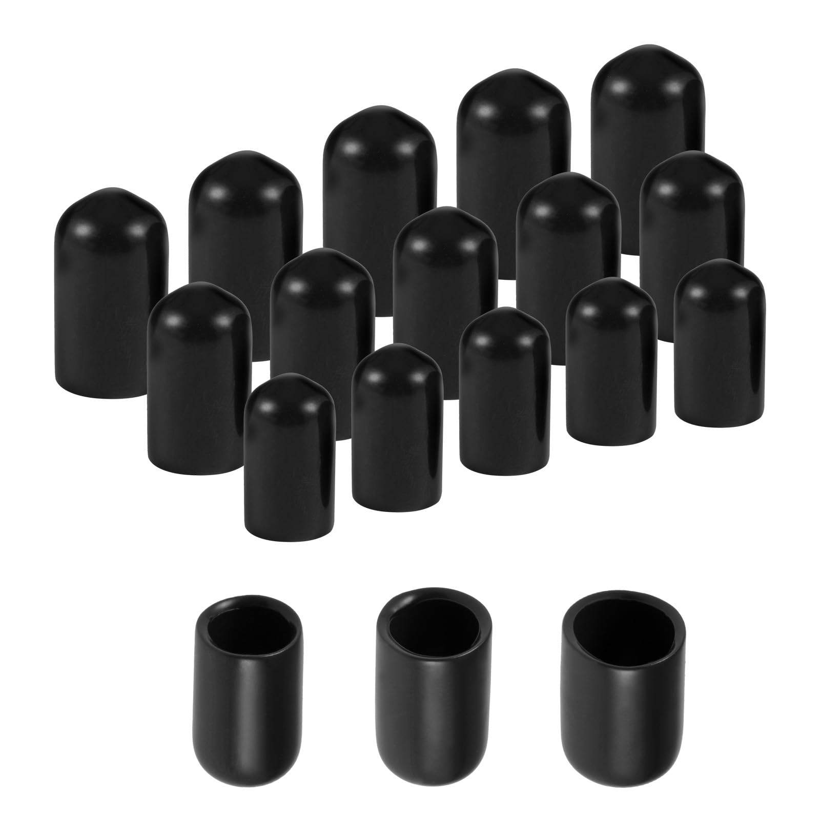 uxcell 60pcs Round Rubber End Caps 9/32" 3/8" 1/2"(7mm 10mm 12mm) Black ...