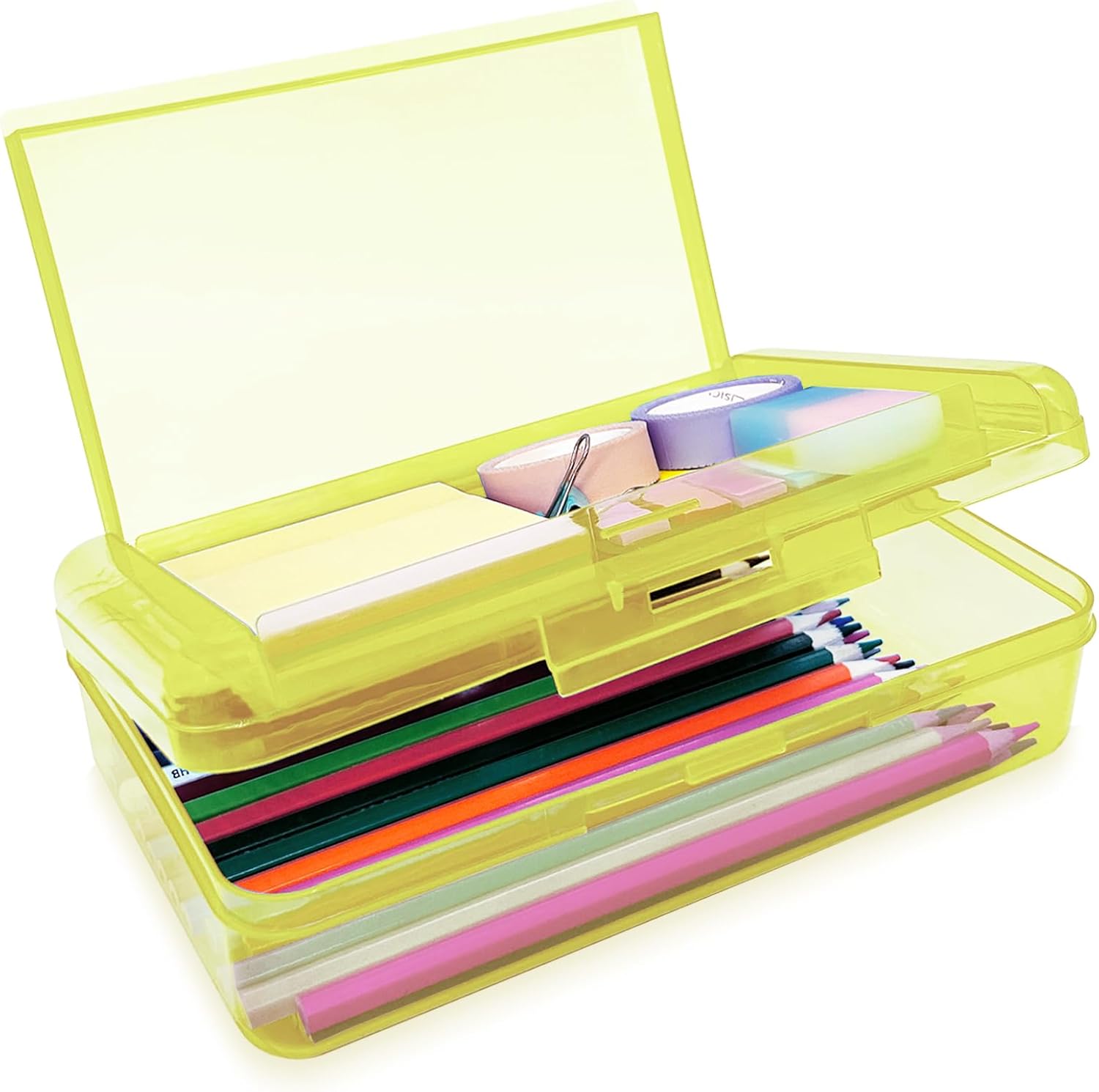 Amazon.com : Nuozme Double Layer Large Capacity Pencil Box,Plastic ...