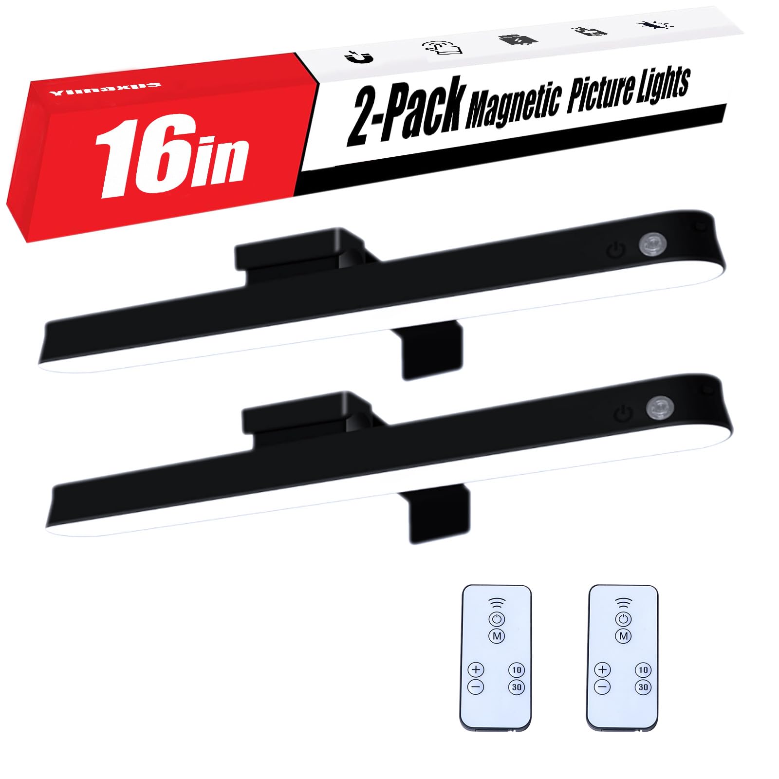 2-Pack 16inch Picture Light Battery Operated, Rechargeable Magnetic Led ...