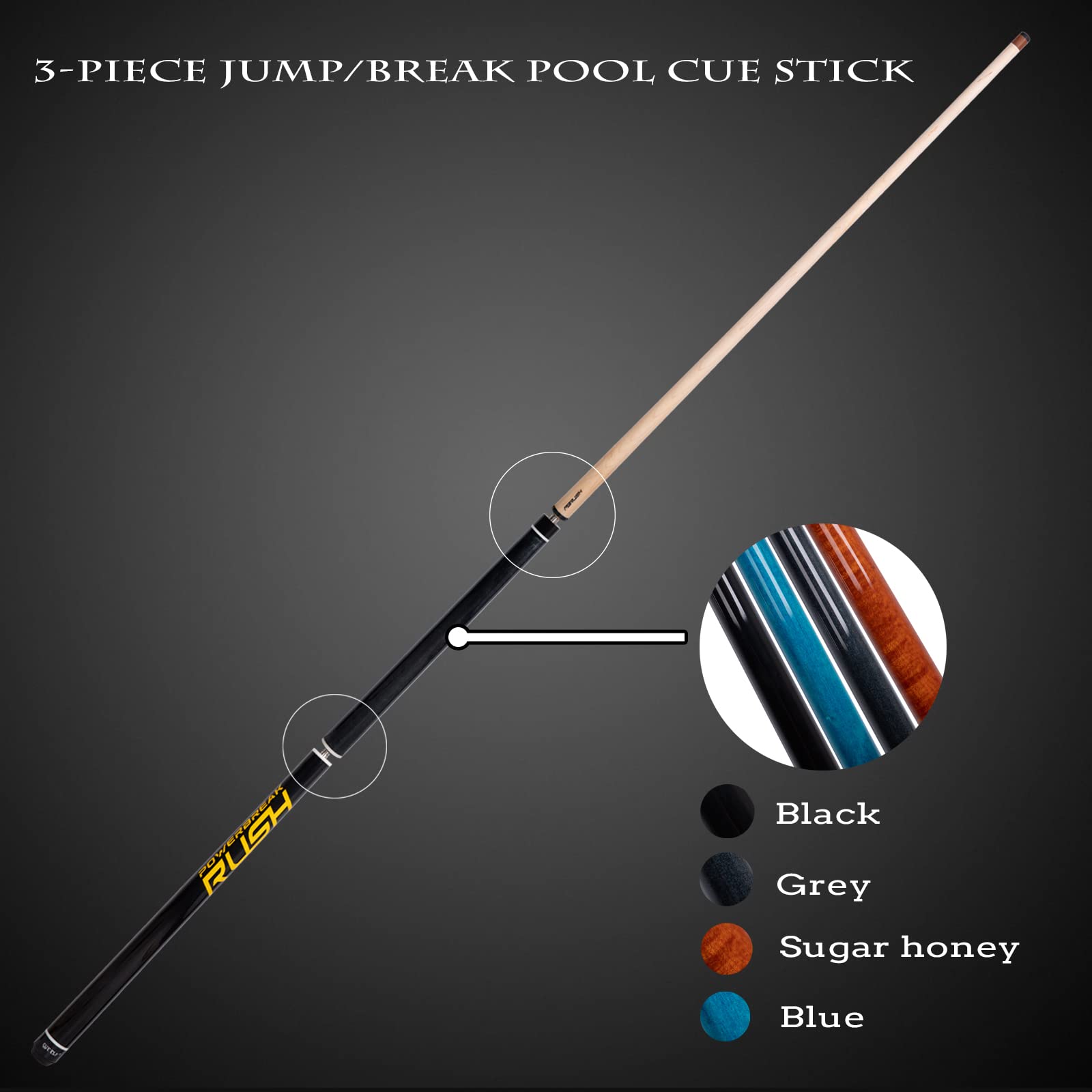 CUEELF Heavy Hitter Jump Break Pool Cue 20oz 21oz 22oz 23oz 3-Piece ...