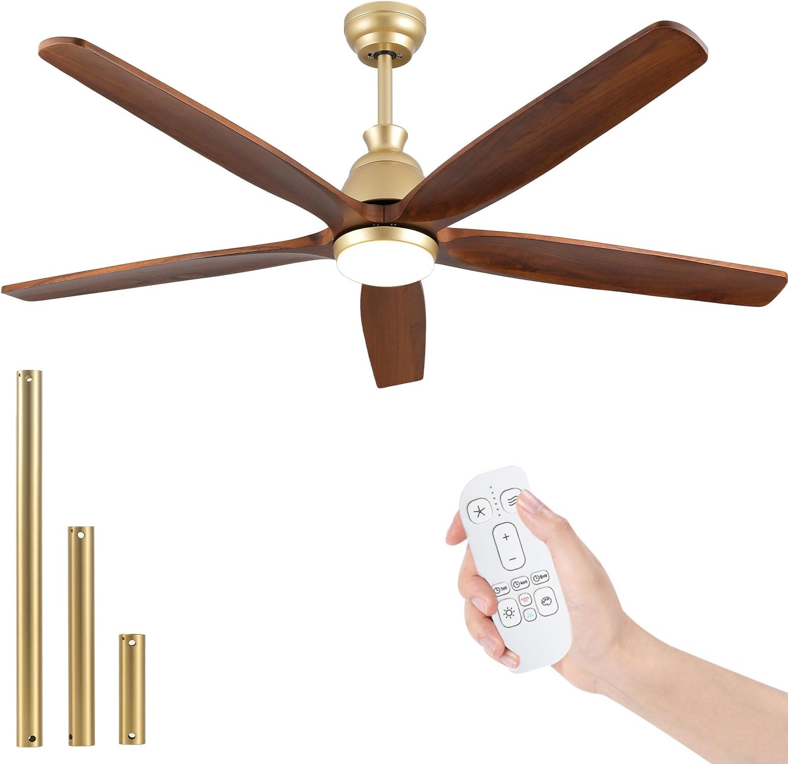 HYSZL Modern Gold Ceiling Fan with Lights 60 Inch Farmhouse Outdoor ...