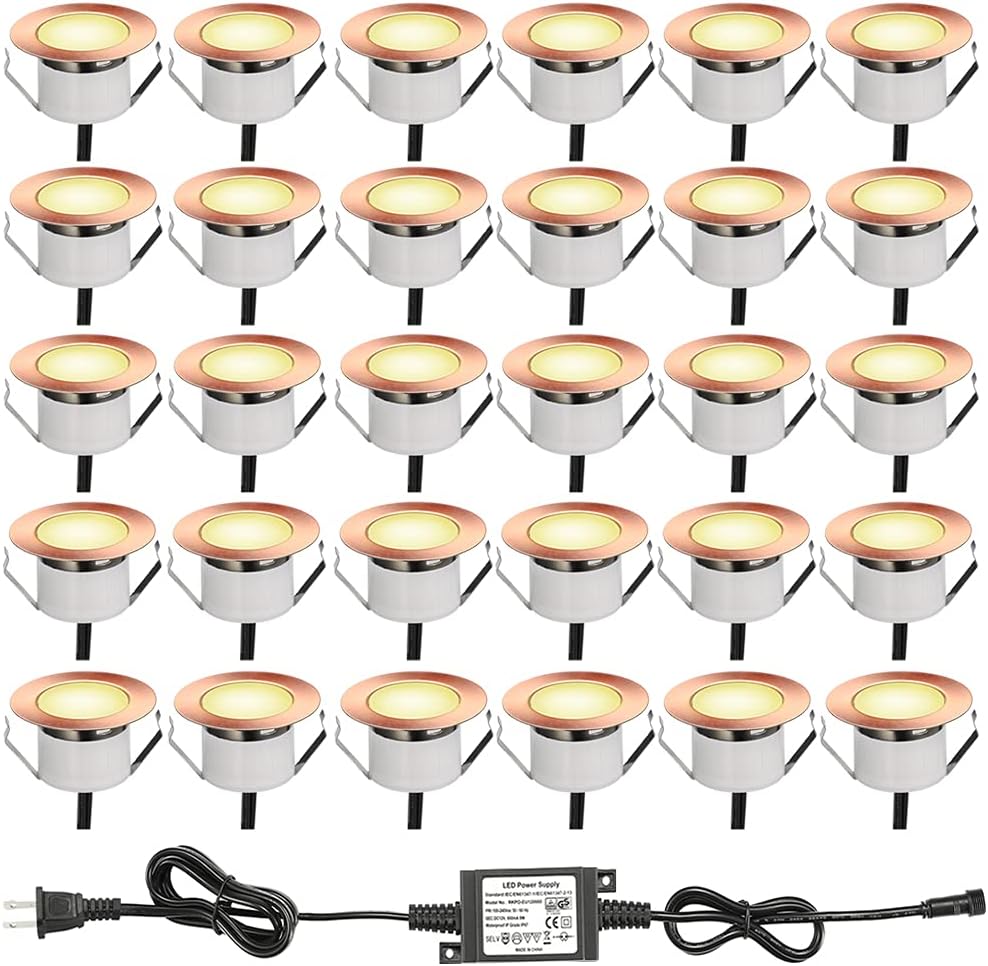 FVTLED Recessed LED Deck Light Kits, 30pcs Φ45mm 12V Low Voltage IP67 ...