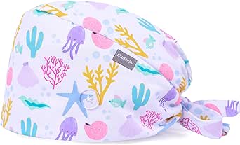 Amazon.com: Starfish Jellyfish Print Surgical Scrub Cap for Women ...
